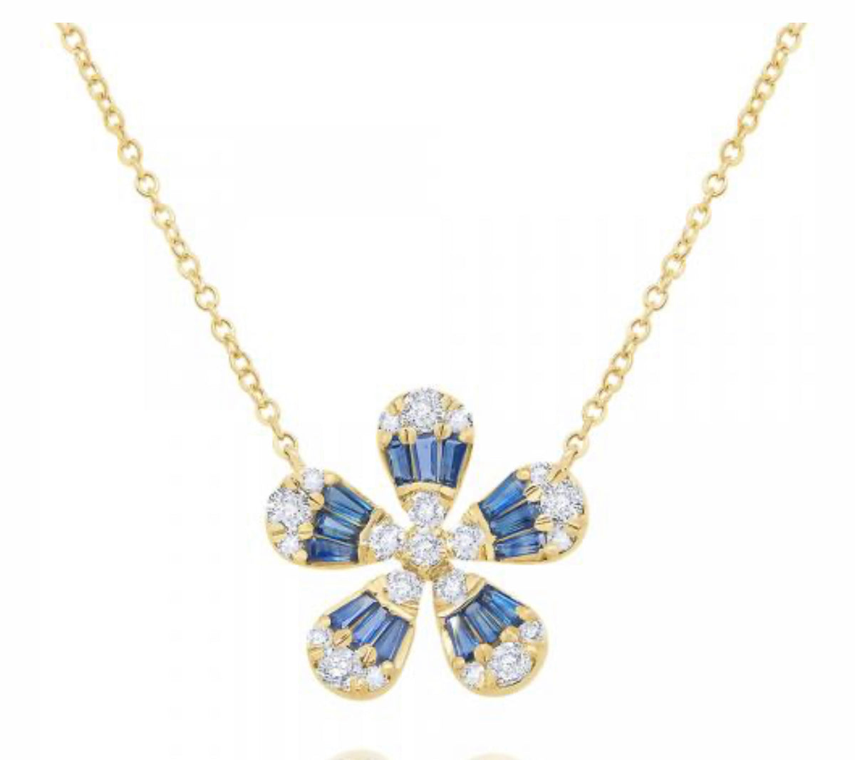 14k Gold and Diamond Baguette Flower Necklace – Tracy Paige Jewelry
